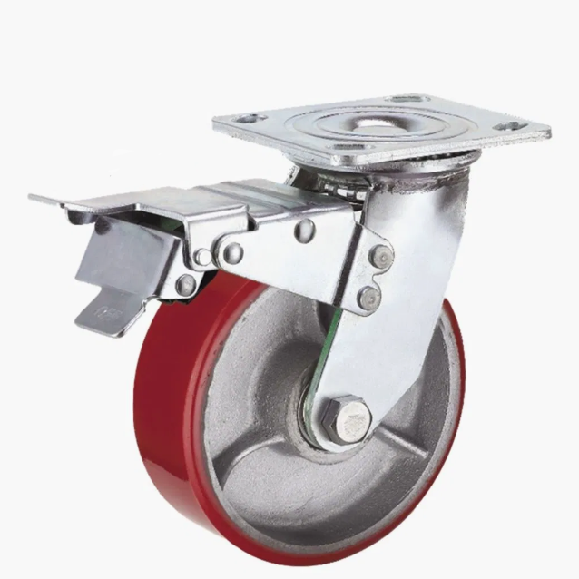 Heavy Duty Red Caster Wheels 4", 5", 6", 8" | Swivel with Lock